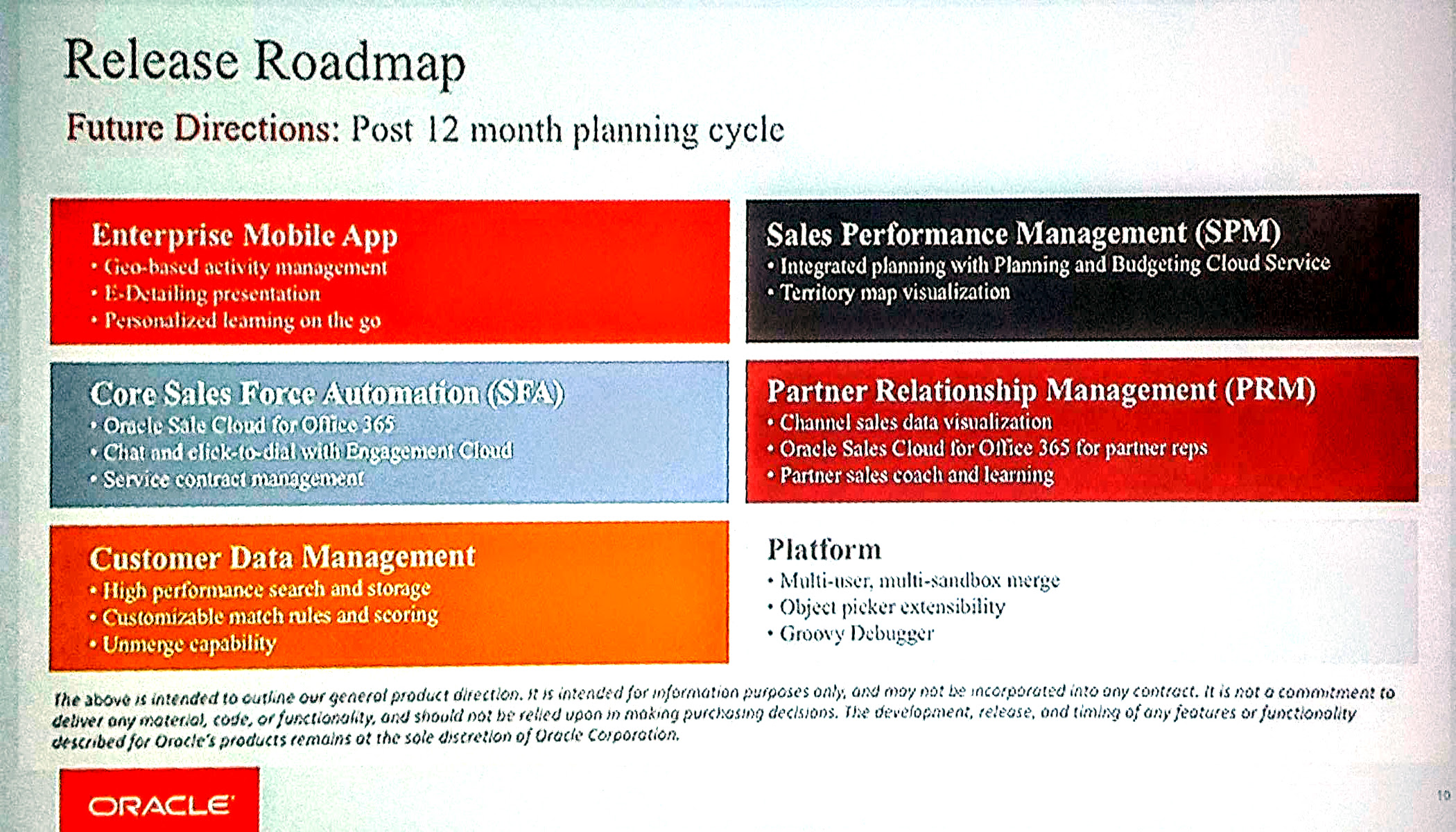 Oracle Sales Cloud Roadmap At Oow16 For R12 And Beyond